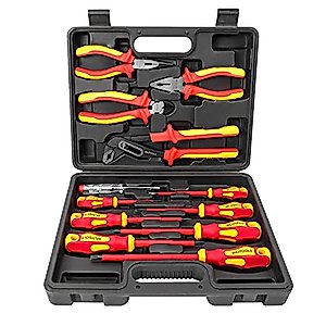BILITOOLS Insulated Screwdriver & Pliers Set, 1000V Electrical Tools for Electrician Magnetic Phillips Slotted Pozidriv Tips