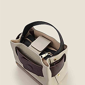 Women Bucket Bag Luxury Genuine Leather Handbags and Purses Soft Calfskin Casual Tote Bag 2022 (about 22cm-12cm-16cm,Khaki)