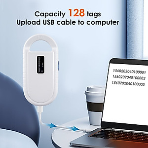 AHANIN Microchip Scanner Rechargeable Handheld Pet Scanner Microchip Reader Supports ISO11784/ISO11785,FDXB,ID64 Microchip for Dogs/Cats/Animal