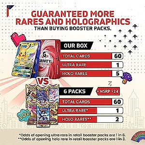GRAVITY BOOSTERS Ultra Rare Pikachu Bundle | 60x Cards + 1x Ultra Rare Pikachu Card Guaranteed |Also Includes 10x Holographic Cards w Deck Storage Box