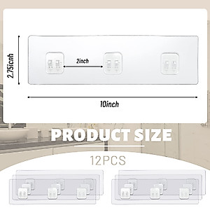 NEWJINXIN 12 Packs Shower Caddy Adhesive Hooks Replacement,No Drilling Strong Transparent Adhesive, Strong Sticker Hooks for Bathroom Shower Caddy，Storage Shelves and Kitchen Racks (3 Hooks)