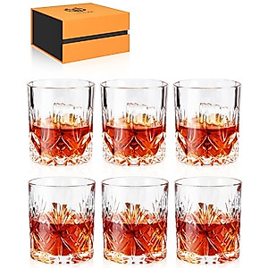 calliva von Crystal Whiskey Glass - Set of 6 Vintage Old Fashioned Glasses for Bourbon Scotch Whisky Cocktail - On The Rocks Glasses - 10oz Maxwell Lowball Bar Tumbler