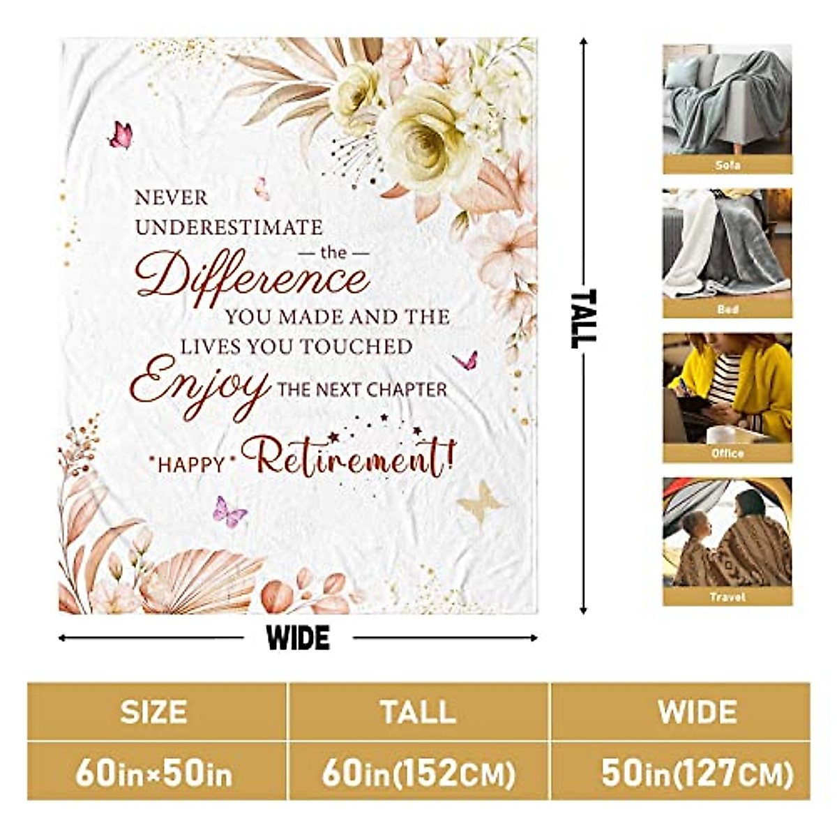 Dfaqehk Retirement Gifts for Women or Men 2023, Retired Gifts for Women, Best Retirement Gift Throw Blanket 60 x 50 Inch, Going Away Gift, Goodbye Gifts, Leaving Gifts for Coworkers Friends
