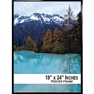 Poster Frame, 18" x 24" with Black Frame, Plexiglass, Vertical or Horizontal Hanging, for Posters or Photos (1)