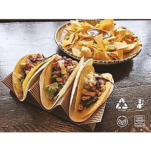 Disposable Taco Holder Stand Up Serving Rack-Holds Up to 3 Tacos, Made of Cardboard Safety&Eco-Friendly for Family or company Party,Restaurant,Outdoor,Wedding,take-out (50, Yellow)