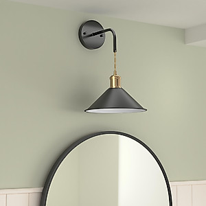 7PMBEANE Black Battery Operated Wall Sconce, Industrial Wall Sconce Set of 2, 13 RGB Cordless or Hardwired Wall Light Fixturewith Remote for Bedroom, Living Room, Hallway