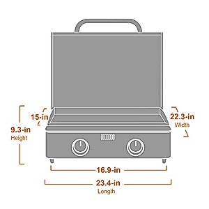 Portable Flat Top Propane Gas Grill and Cover