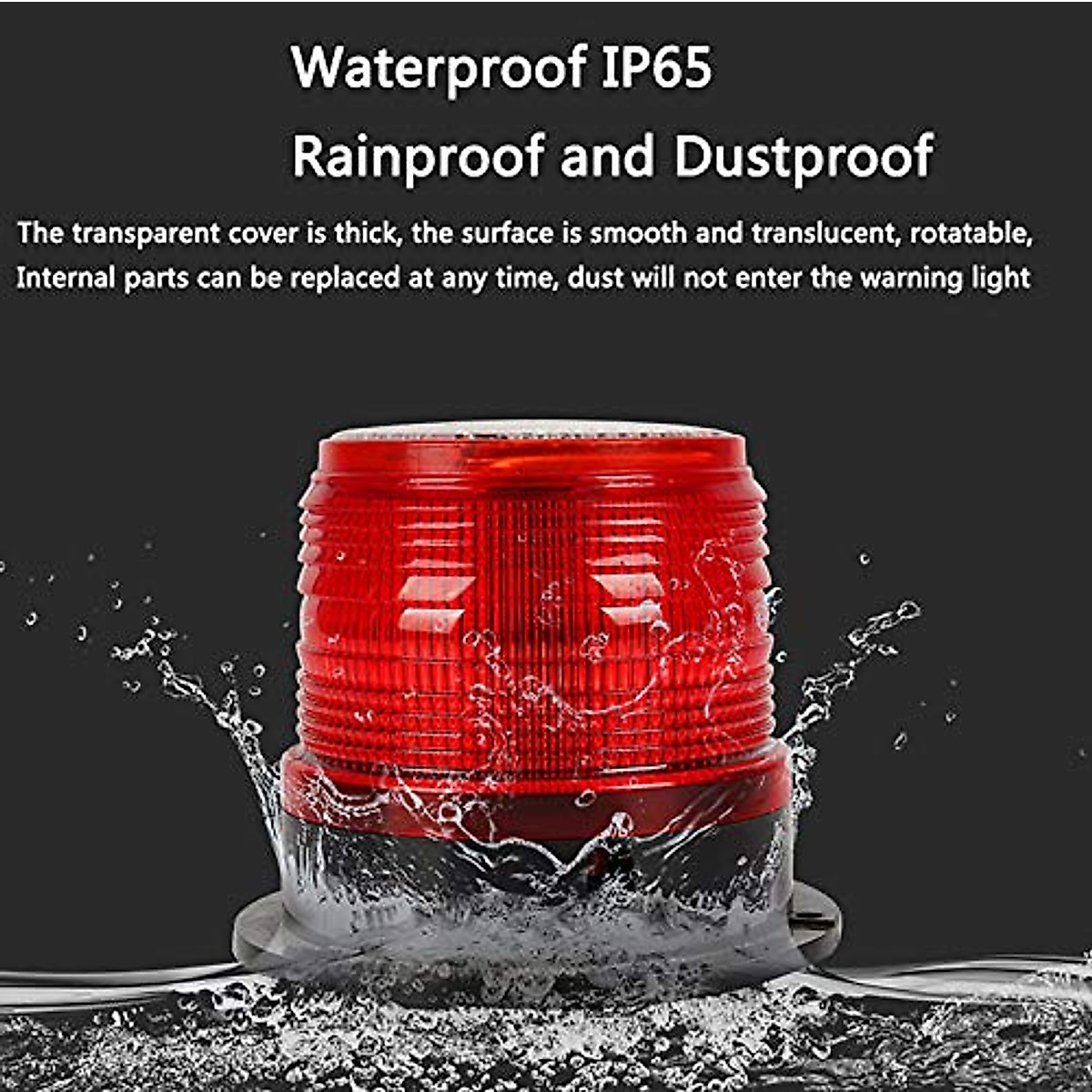 RISOON Solar Strobe Warning Safety Flashing Light/Ceiling Strobe Light, with Strong Magnetic Base Waterproof for Construction, Traffic, Factory, Crane Tower, Boat Navigation (White)