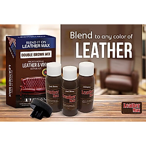 Leather Max Quick Blend Refinish and Repair Kit, Restore, Recolor & Repair / 3 Color Shades to Blend with/Leather Vinyl Bonded (Dark Brown Mix)