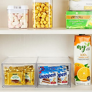 Vtopmart 4 Pack Stackable Makeup Organizer Storage Drawers, Acrylic Bathroom Organizers，Clear Plastic Storage Bins For Vanity, Undersink, Kitchen Cabinets, Pantry, Home Organization and Storage