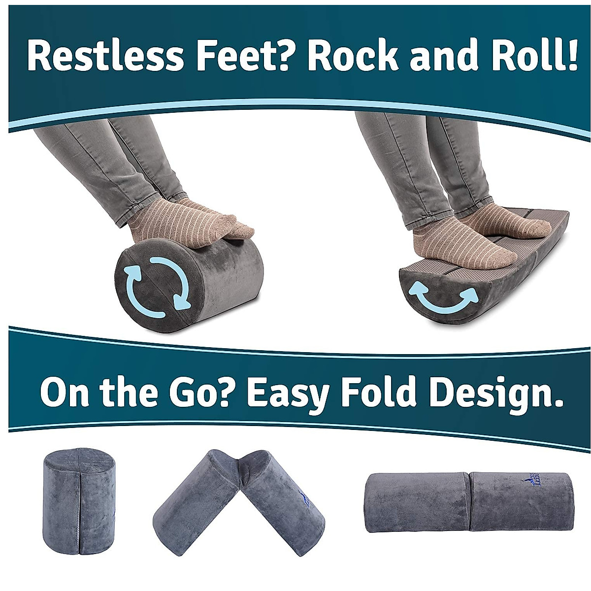 Desk Jockey Foot Rest for Under Desk - Therapeutic Grade Memory Foam Cushion Footrest for Office, Home and Travel– Boosts Blood Circulation and Keeps Sore Feet Warm