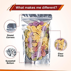 BELLE KR® Mylar Bags for Food Storage- Pack Of 100 (30 Pieces 4"x6" and 5"x8" and 40 Pieces 6"x9") Resealable Mylar Ziplock Bag with 7.5mil Thickness with Labels