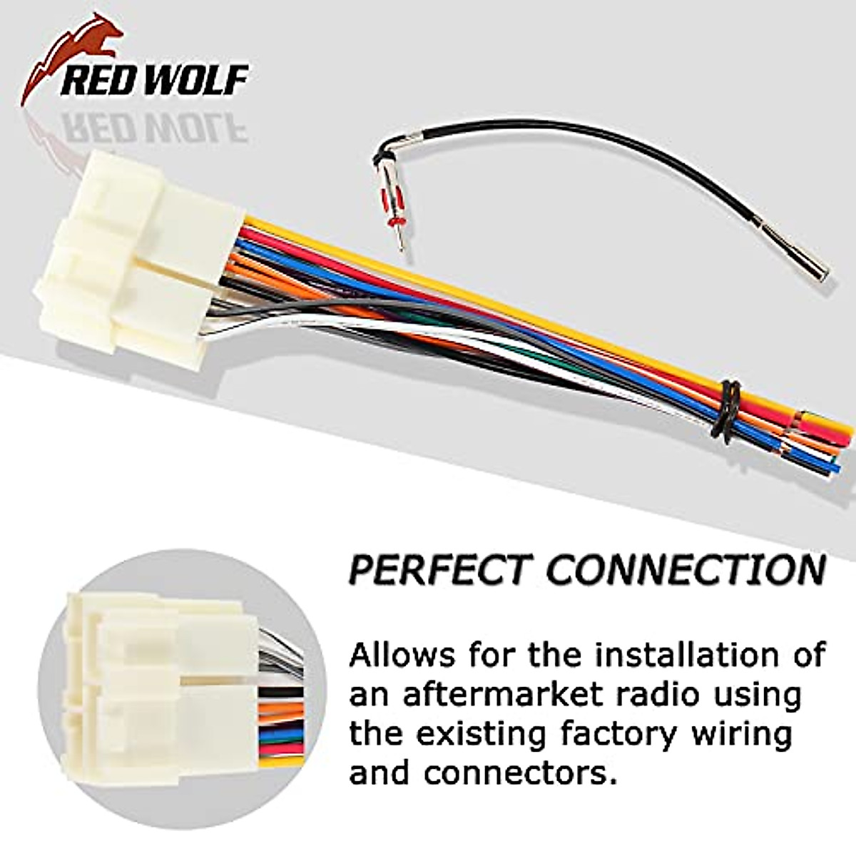 RED WOLF Radio Wiring Harness with Antenna Adapter Plug for 1989-2002 Chevy GMC Buick Cadillac Aftermarket Stereo Install Connector Kit