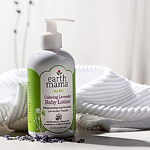 Earth Mama Calming Lavender Baby Lotion | Nourishing Organic Calendula + Rooibos for Sensitive Skin, 8 Fl Oz