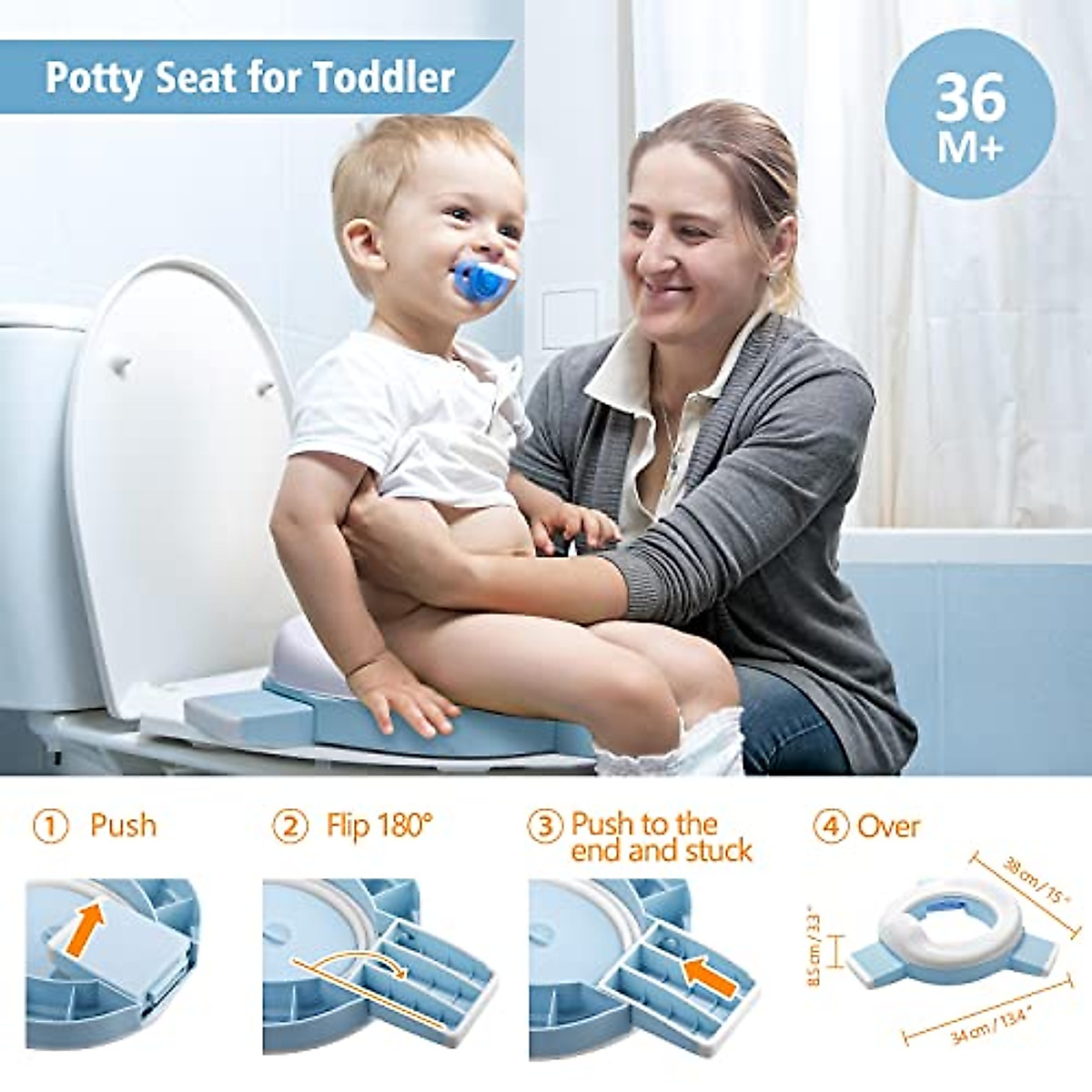 Portable Potty Training Seat for Toddler Kids - Foldable Training Toilet for Travel with Travel Bag and Storage Bag, Potty Training Toilet for Outdoor and Indoor Easy to Clean(Blue) by MCGMITT