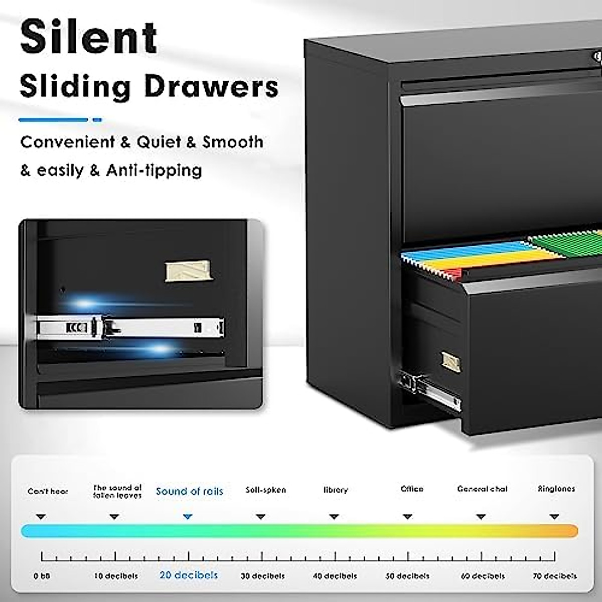 Greenvelly 3 Drawer File Cabinet on Wheels, Rolling Filing Cabinet with Lock, Metal File Cabinets with Legal/Letter /A4 Size for Office and Home, Under Desk, Blue