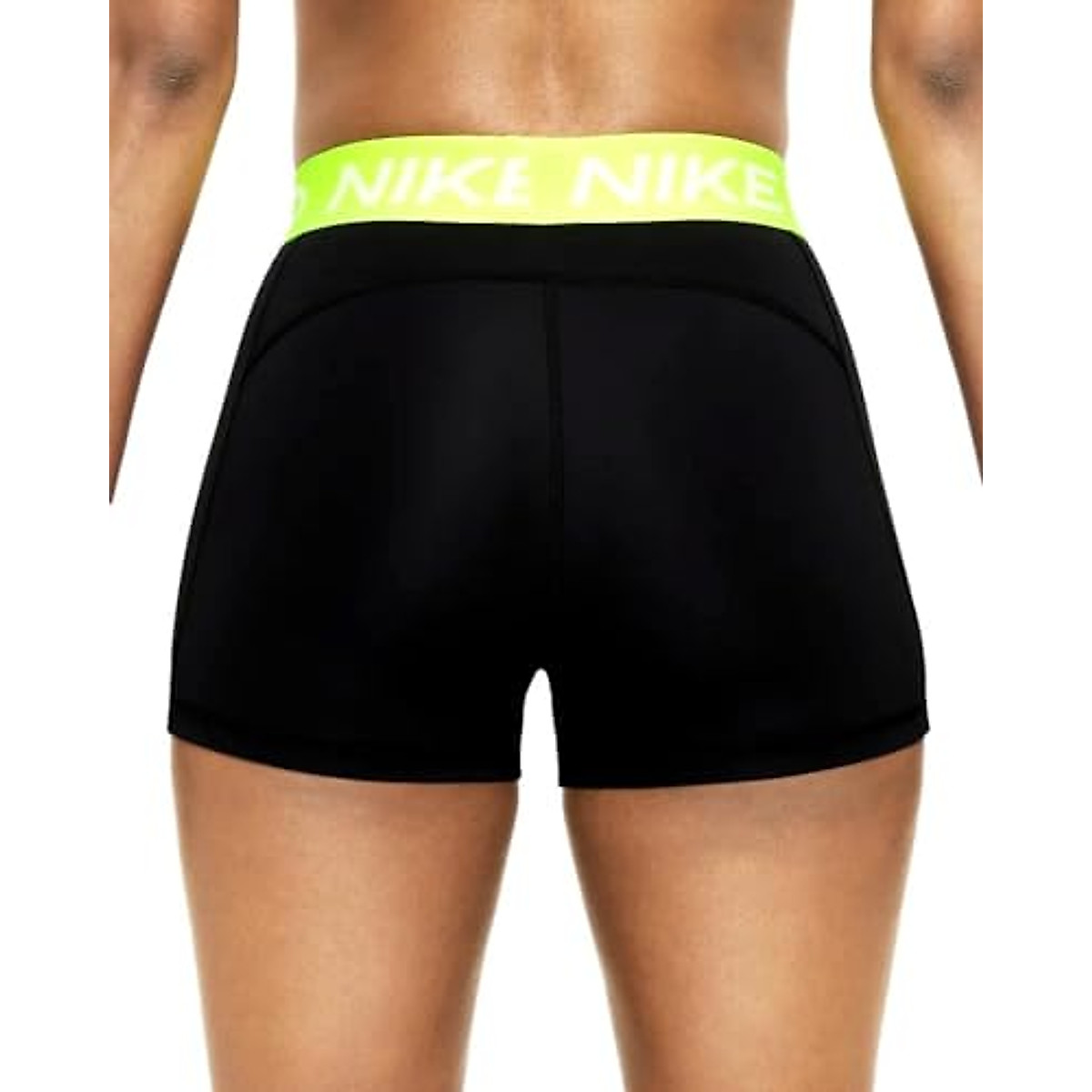 Nike Womens Pro 3" Shorts (Black/Volt/White, Medium)