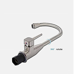 Kitchen Sink Faucet for Bar Farmhouse Commercial, Brushed Nickel Stainless Steel Kitchen Faucets, 360 Rotate Kitchen Mixer Faucet, Cold Hot Water Sink Mixer Taps (Color : Silver, Size : with Hose si