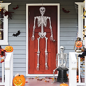 INHOTBY Halloween Skeleton Life Size,2 Pack - Adult (5.4ft) and Child (3ft) Full Size Posable Skeleton,Plastic Skeleton Halloween Decor,Scary Halloween Party Decorations Outdoor/Indoor
