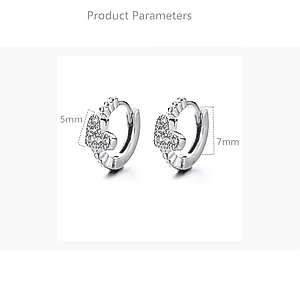 CZ Sideways Heart Cartilage Small Hoop Earrings for Women Cubic Zirconia Tiny Love Beaded Huggie Hoops Hypoallergenic Earring Delicate Birthday Holiday Easter Gift 7mm