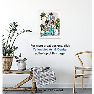 Glam Fashion Wall Art & Decor - Girls Bedroom Living Room Teens Room - Light Blue Designer Poster Picture - Housewarming Daughter Friend Gifts for Women - African American Woman - Black Afro Girl