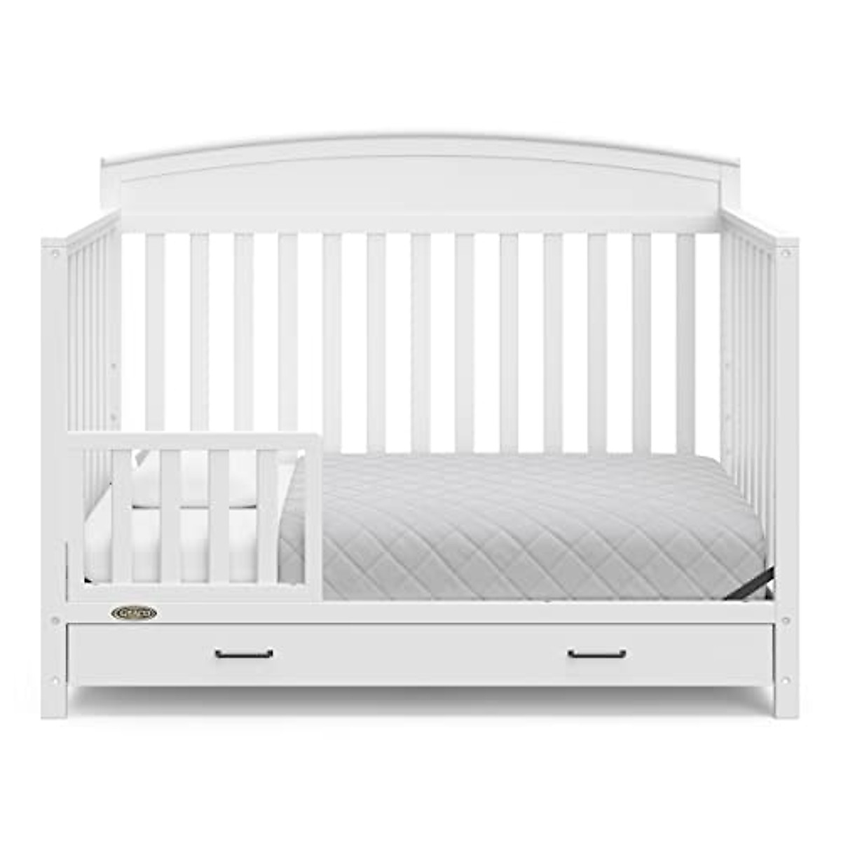 Graco Benton 5-in-1 Convertible Crib with Drawer (White) - Converts from Baby Crib to Toddler Bed, Daybed and Full-Size Bed, Fits Standard Full-Size Crib Mattress, Adjustable Mattress Support Base