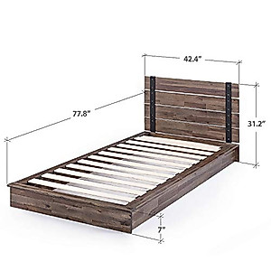 ZINUS Brock Metal and Wood Platform Bed Frame / Solid Acacia Wood Mattress Foundation / No Box Spring Needed / Easy Assembly, Twin