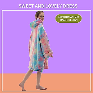 COSUSKET Adult Hoodie Wearable Blanket, Tie Dye Super Cozy Warm and Oversized Sherpa Blanket Hooded for Women