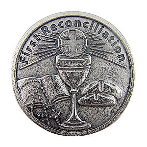 Chalice with Host and Bible First Reconciliation Pocket Token with Confession Back