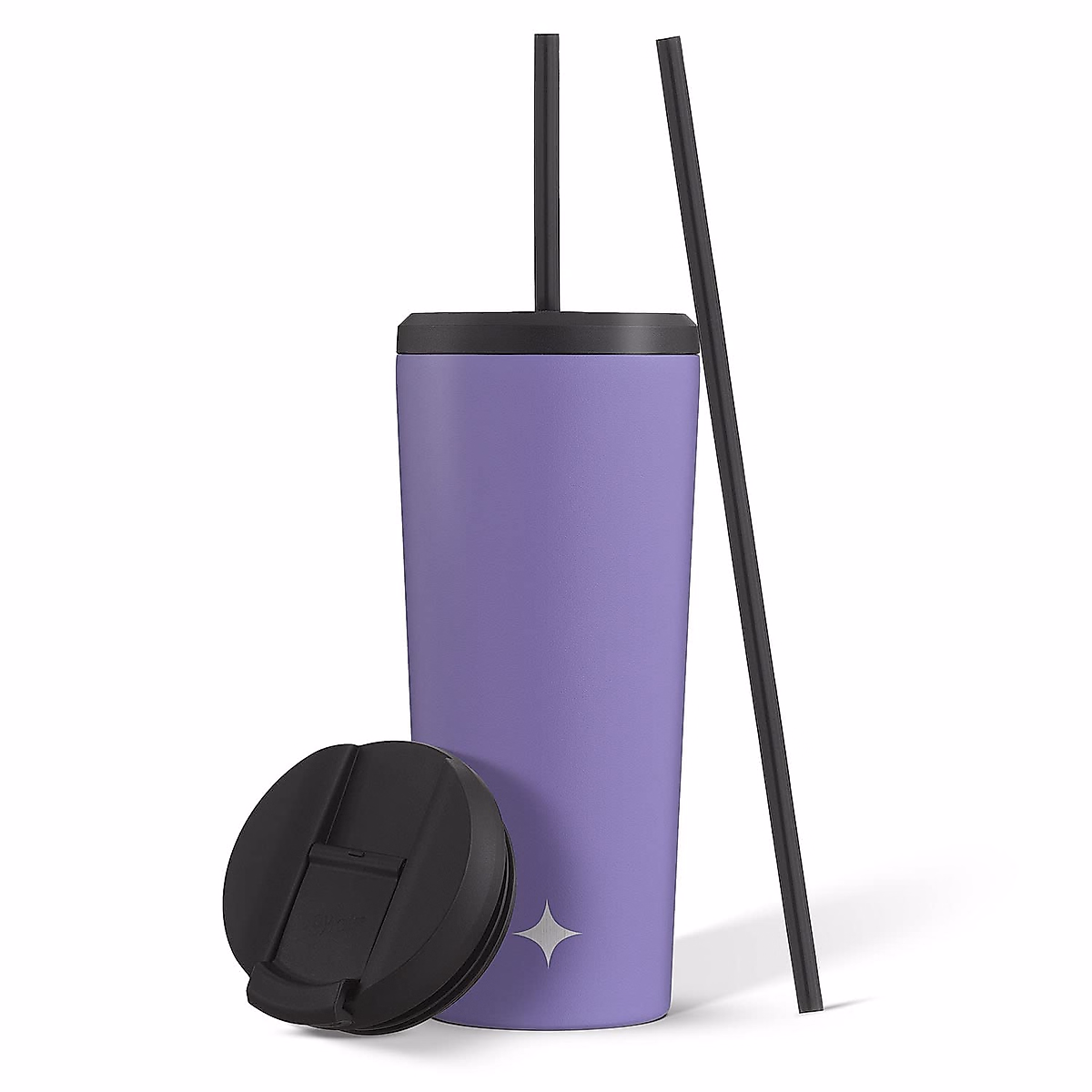 JoyJolt Vacuum Insulated 24 oz Tumbler with Lid and Straw (2 Each) Vacuum Double Wall Stainless Steel Tumbler, Copper Lined for 12Hr Hold/Cold Drinks. Leakproof Water Bottle, Tea or Iced Coffee Cup