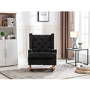 Tidyard Living Room Comfortable Rocking Chair Accent Chair，Black for Living Room, Bedroom, Balcony, Home Furniture
