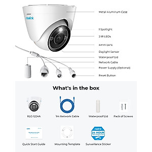 REOLINK 12MP PoE IP Camera Outdoor, 97° Wide Angle Dome Security Camera for Home Surveillance, Human/Vehicle/Pet Detection, 700lm Color Night Vision, 2 Way Talk, Up to 256GB microSD Card, RLC-1224A