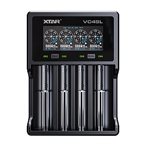 XTAR VC4SL Upgrade Version VC4S Smart Rechargeable Battery Charger Type C 4 Bay Fast 18650 Charger with LCD for 3.7V 3.6V Li-ion Battery 10440 14500 18650 21700 26650 and Ni-MH Ni-CD AA AAA