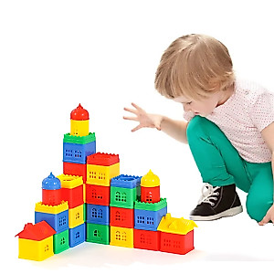 KUTOI Toddler Building Blocks for Kids Ages 4-8, Toddler Blocks Stacking Toys, Fun House Big Blocks Building Sets with 10” x 10” Baseplate, Educational Daycare Toys