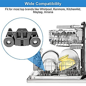 Upgraded W10195416V (Packs of 4) Dishwasher Wheels Lower Rack Replacement for Whirlpool Kitchenaid Maytag Kenmore,Improved Dishwasher Rack Wheels Parts AP5983730, W10195416V, W10105417, PS11722152