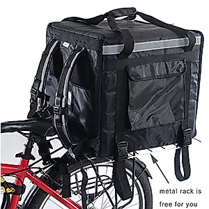 PK-92Z: Big Insulated Pizza Delivery Bag with Cup Holder, 16" L x 16" W x 16" H, Thermal Food Delivery Box For Scooter, Heat Insulated Food Delivery Bag For Bike, Side Loading, 2-Way Zipper Closure