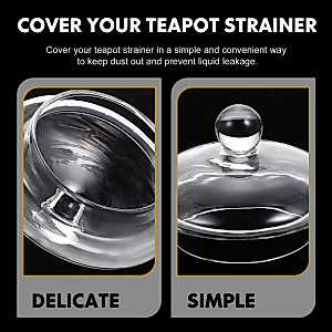 2-Pack Glass Teapot Replacement Lid - Clear Teapot Accessories with Strainer Cover for Home Kitchen Teapots