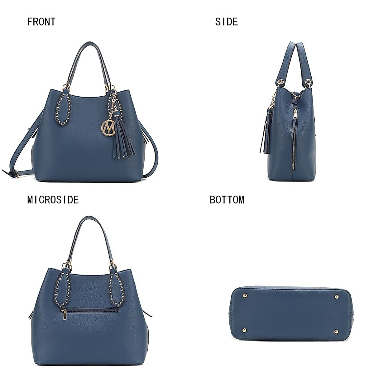 MKF Collection Hobo Bag for Women, Vegan Leather Tassel Shoulder Bag Handbag Purse, Double Handle Crossbody bag by Mia K