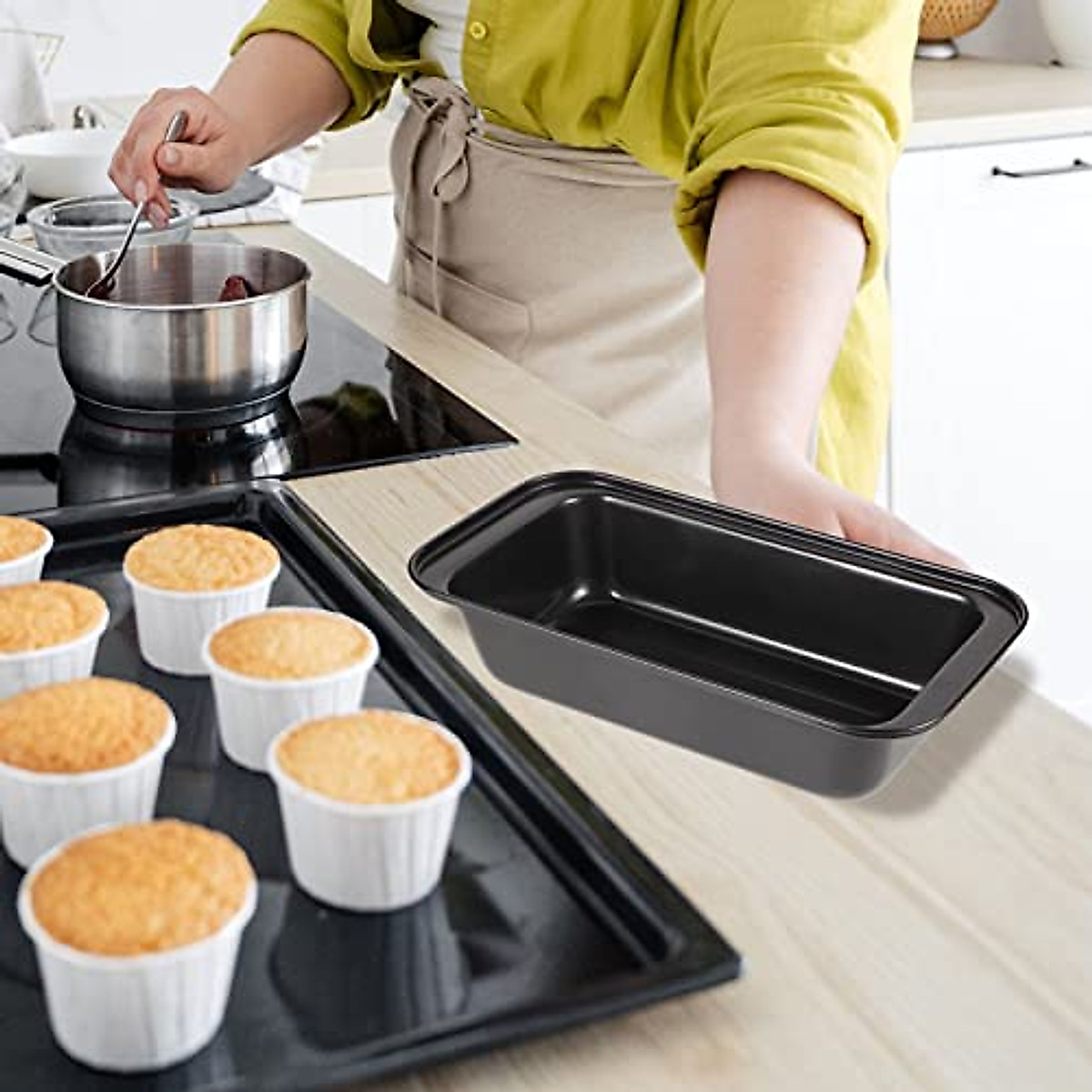 Kichvoe Toast Mold Loaf Pan Rectangular Toast Baking Mold Carbon Steel Bread Pan Molds for Kitchen Oven Baking 25CM (Black) Household Toast Mold