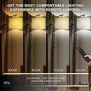 bodkar Rustic Floor Lamp with Remote, Farmhouse Standing Lamp Adjustable Height Dimmable for Living Room Bedroom Bulb Included(Black and red)