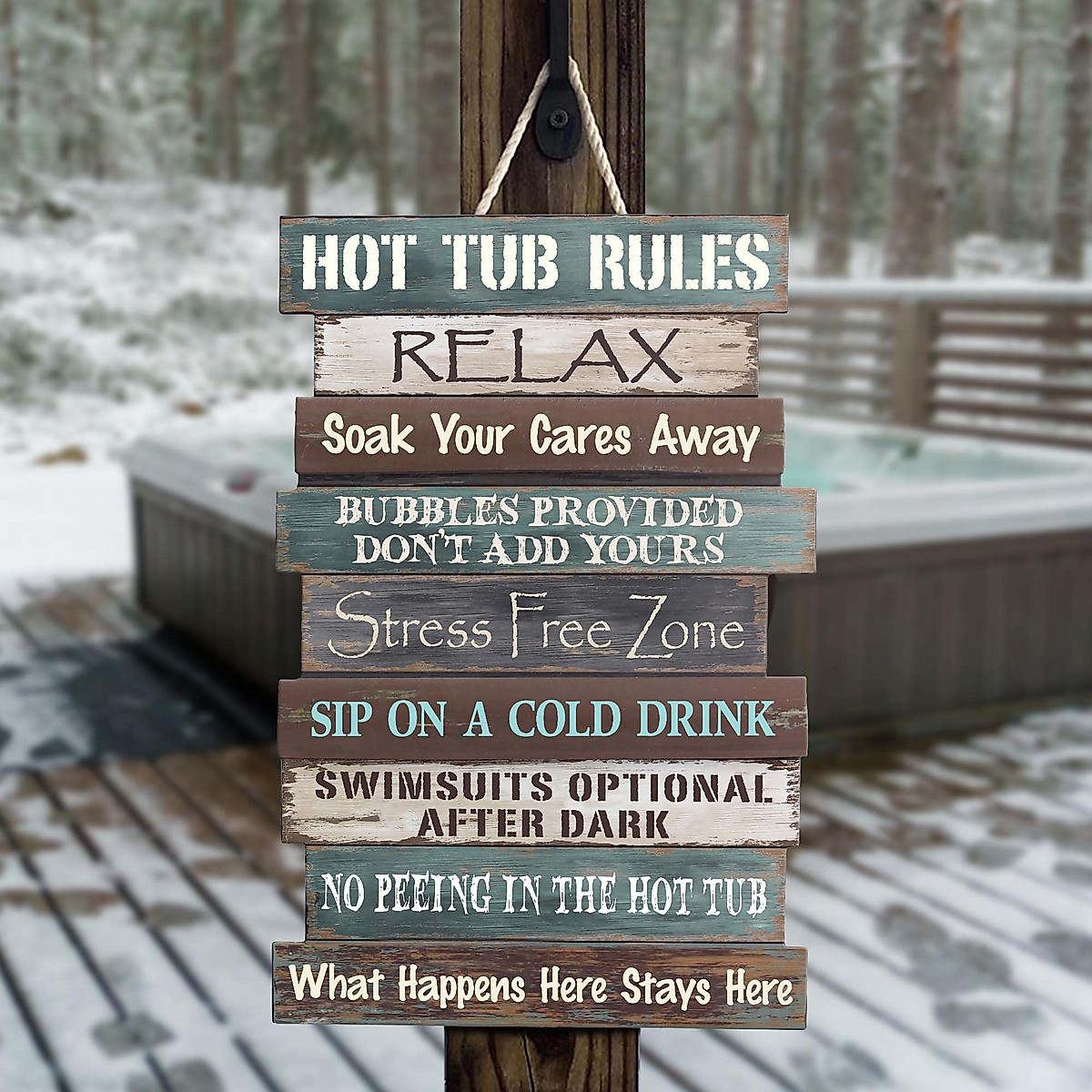 V VIBEPY All Over Print Hot Tub Rules Sign 8 Inches, 12 Inches, 18 Inches Funny Rules Sign, Bathroom Decoration Sign, Bathroom Sign, Hot Tub Sign, Bathroom Sign, Wooden Sign, Hot Tub Rules Wooden Sign