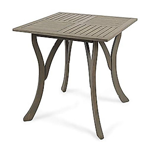 Christopher Knight Home Baia Outdoor Acacia Wood Square Dining Table, Gray