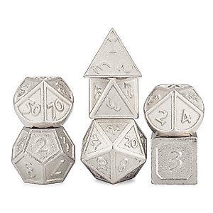 HEIMDALLR Metal DND Dice Set 7pcs - Indestructible Metal Dice Set w/Dice Bag; D&D Dice Set D&D (Dungeons and Dragons Dice Set) w/ D20 Dice - Blacksmith Craft Dice (Weathered Bronze)