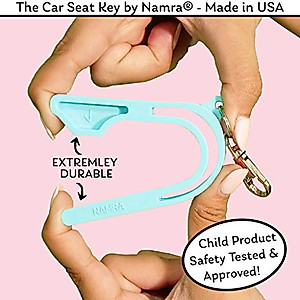 The Car Seat Key - Original Car Seat Key Chain Buckle Release Tool - Easy Unbuckle Opener Aid for Nails, Parents, Grandparents & Older Children by NAMRA Made in USA (Grey)
