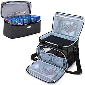 CURMIO Game Console Carrying Case Compatible with Xbox Series X, Game Disc Storage Bag for up to 24 Discs Compatible for PS4/PS4 Pro/PS3/PS5/Xbox One/Xbox Series X/S