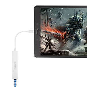 Ethernet Adapter Compatible with Samsung Galaxy Tab A 10.1 (2019), Tab A7, Tab S4, Tab S5e Android Tablet - with 3-Port Charging OTG HUB, Host USB C Cable