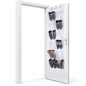 Eutuxia Over the Door 24 Pocket All Purpose Organizer Hanging Rack with 3 Steel Door Hooks. Breathable Mesh Back with Transparent PVC Pockets. Good for Closet, Kitchen, or Organizing Your Room. Space Saver.