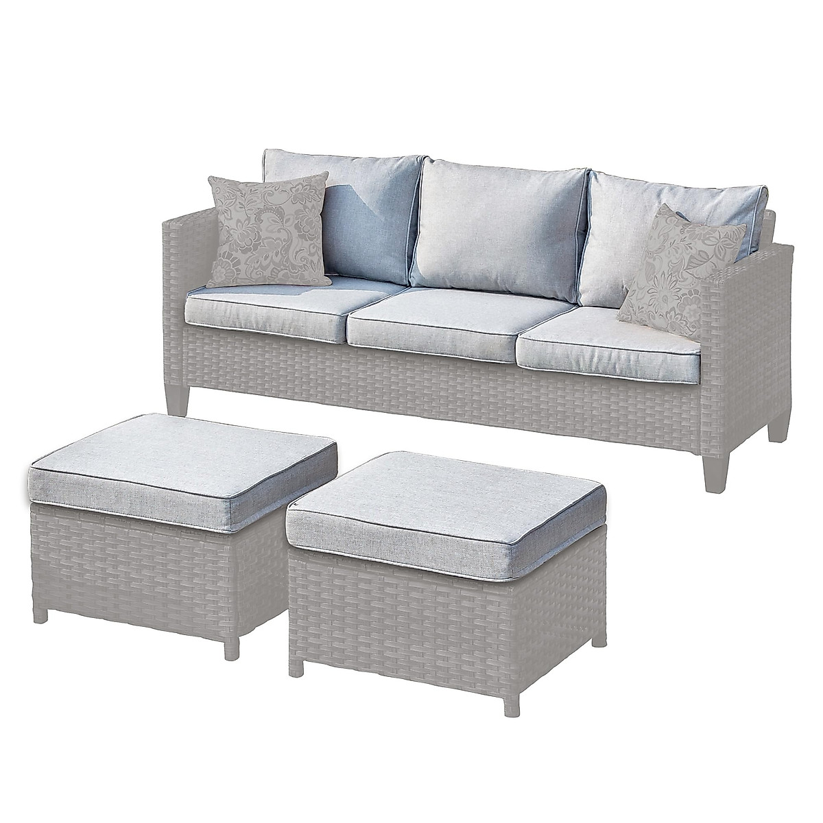 ovios Patio Cushion Covers, Waterproof Cushion Cover for Outdoor Furniture, Sofa, Couch, Ottoman Seat Back Cushion Cover with Zipper (8 Covers, Grey)