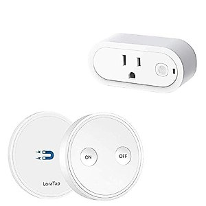 LoraTap Remote Control Outlet Plug Adapter with Remote, 656ft Range Wireless Switch for Lights and Household Appliances, No Hub Required, 16A/1760W, White, 2 Years Warranty