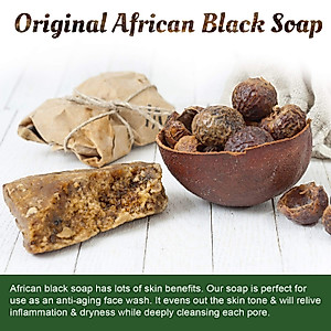 It's Pure Natural African Black Soap Bars with Tea Tree (Pack of 3) Organic Raw Soap for Face & Body, Acne Treatment & Dark Spot Remover [Made in Ghana]